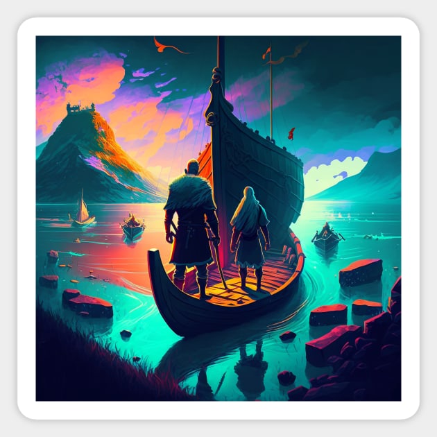 Setting Sail, Valheim Inspired Vikings - Aicreateworlds - Sticker ...
