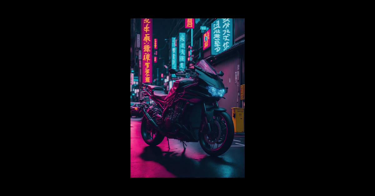 Neon Speedster: Motorcycle Majesty in a Japanese Metropolis ...