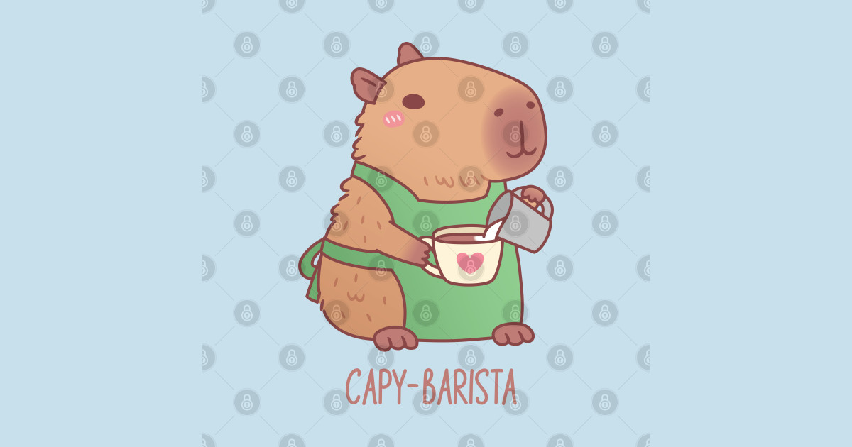 Cute Capybara Barista Making Coffee - Cute Capybara - T-Shirt | TeePublic