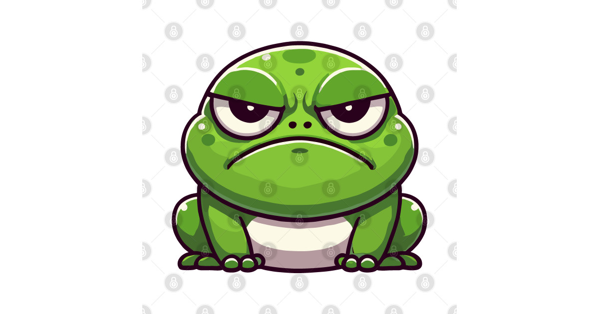 Grumpy Cartoon Green Toad - Grumpy Toad - T-Shirt | TeePublic