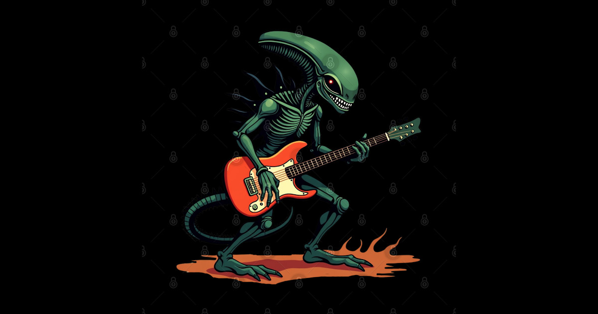 alien xenomorph playing guitar, for Aliens and music lovers - Alien ...