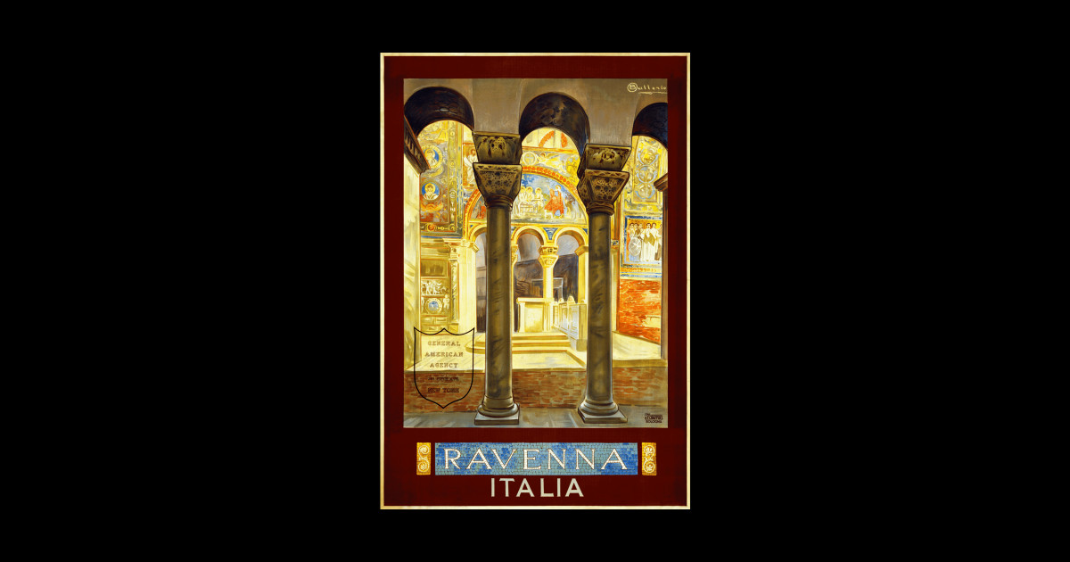 Ravenna, Italy Vintage Travel Poster Design - Ravenna - Sticker | TeePublic