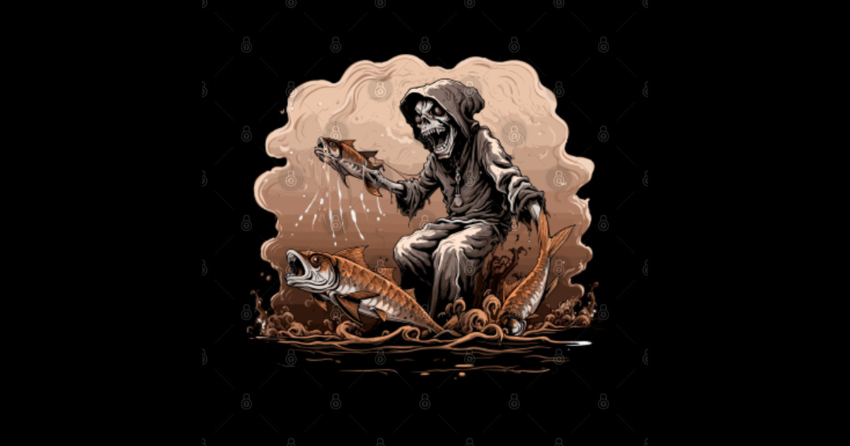 Halloween Fishing Design - Halloween Fishing Design - Sticker | TeePublic
