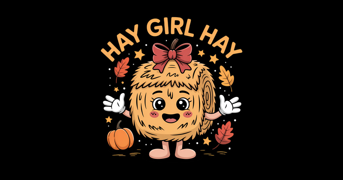 Hay Girl Hay Cute Funny Fall Hay Bale - Funny Fall Sayings - Sticker ...