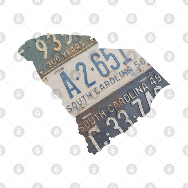 Vintage South Carolina License Plates - South Carolina - T-Shirt ...