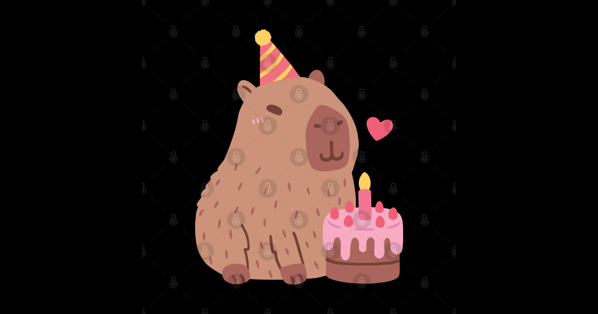 Cute Capybara And Birthday Cake - Capybara - Sticker | TeePublic