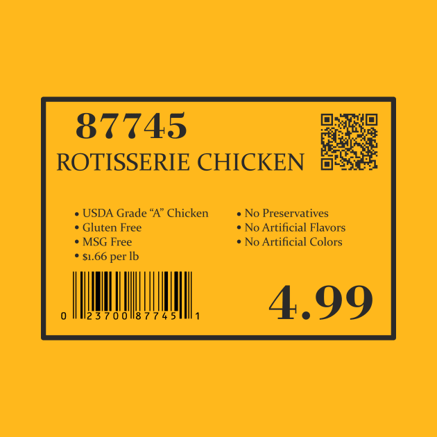 Costco label barcode rotisserie chicken item 87745 - Costco - T-Shirt ...