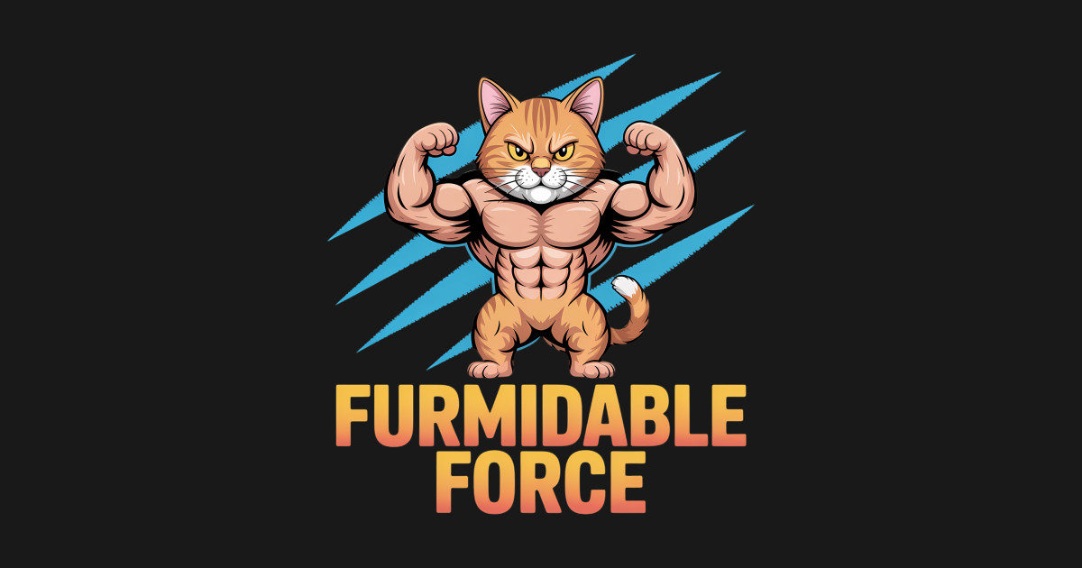 Furmidable Force Buff Cat Flexing Funny Workout - Funny Workout - T ...