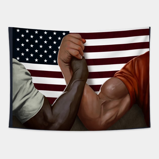 Dutch and Dillon famous Handshake - Arnold Predator - Tapestry | TeePublic