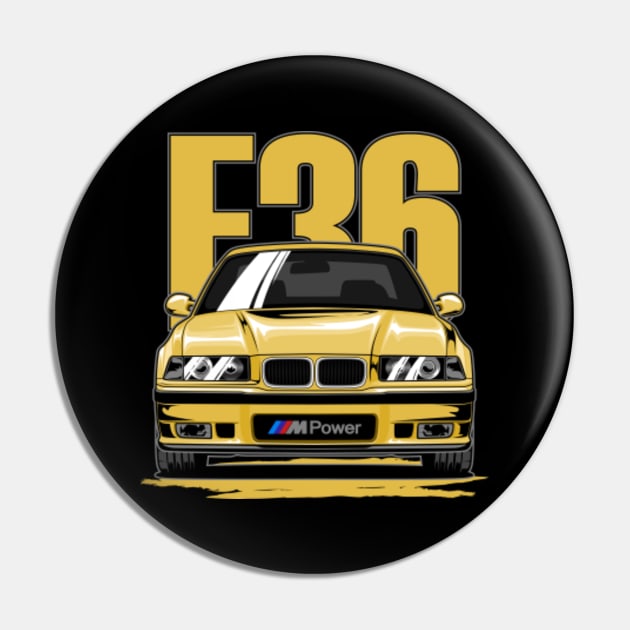 BMW M3 E36 Yellow - Bmw M3 - Pin | TeePublic