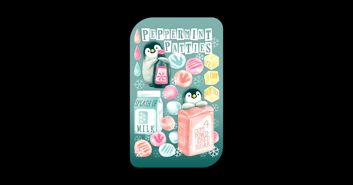 Penguin's Peppermint Patties - mint green - Holidays - Sticker | TeePublic