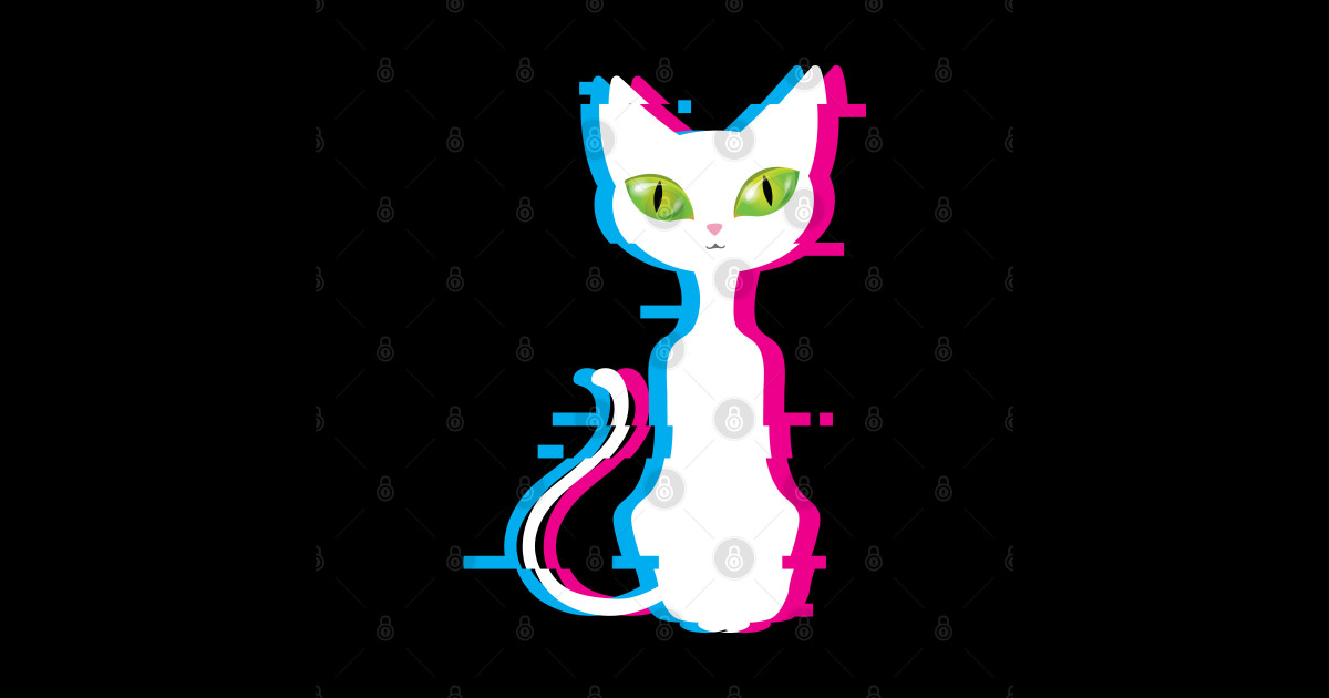 Glitch Cat Glitch Cat Sticker Teepublic