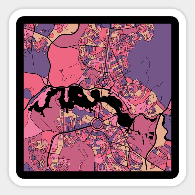 Canberra Map Pattern in Purple & Pink - Canberra Map - Sticker | TeePublic
