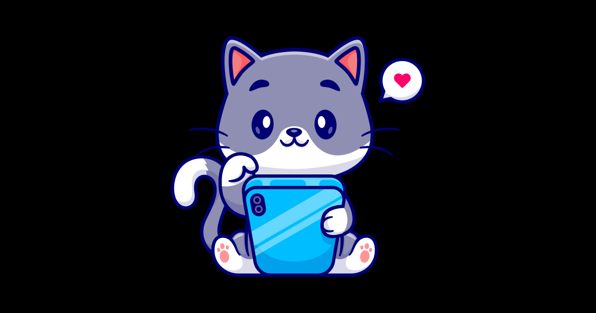 Cute Cat Playing Handphone Cartoon - Cute Cat Playing Handphone Cartoon ...