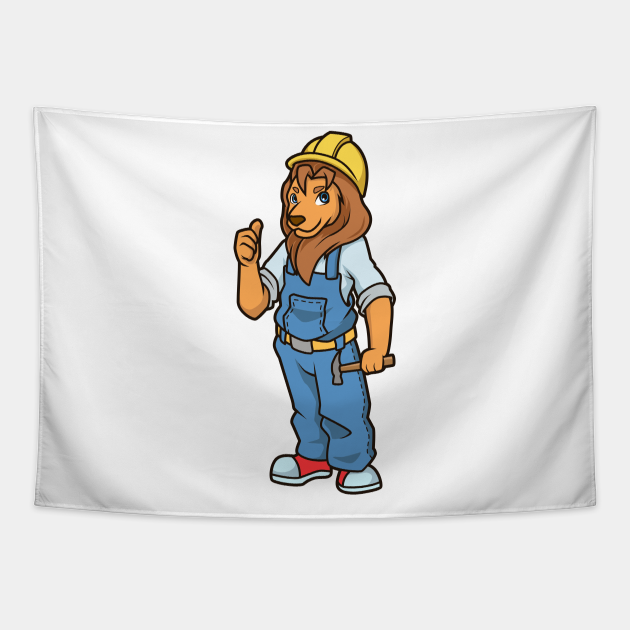 Cartoon lion as construction worker - Lion Construction Worker ...