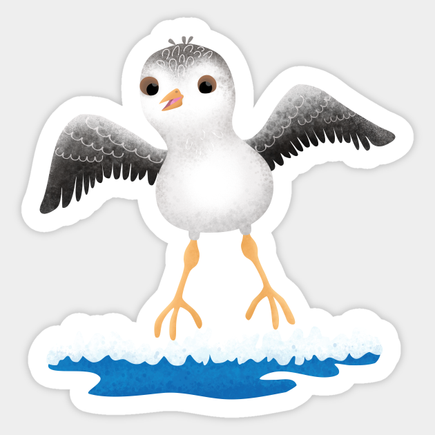 Cute baby sandpiper cartoon illustration - Sandpiper - Sticker | TeePublic