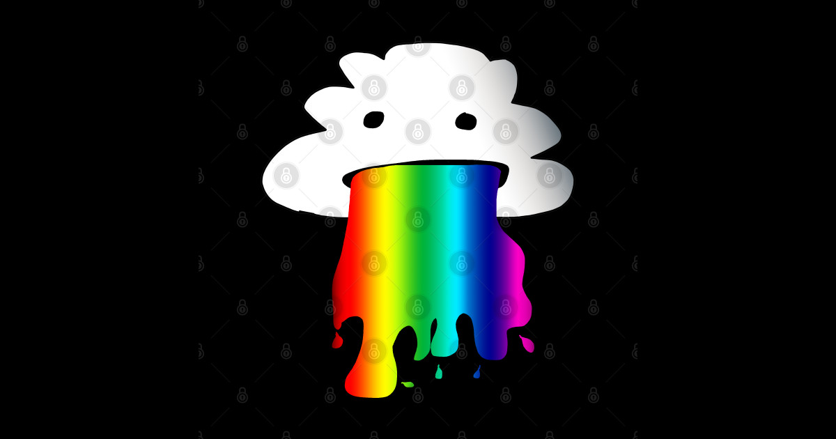 A cloud vomiting a rainbow - Rainbow - Sticker | TeePublic