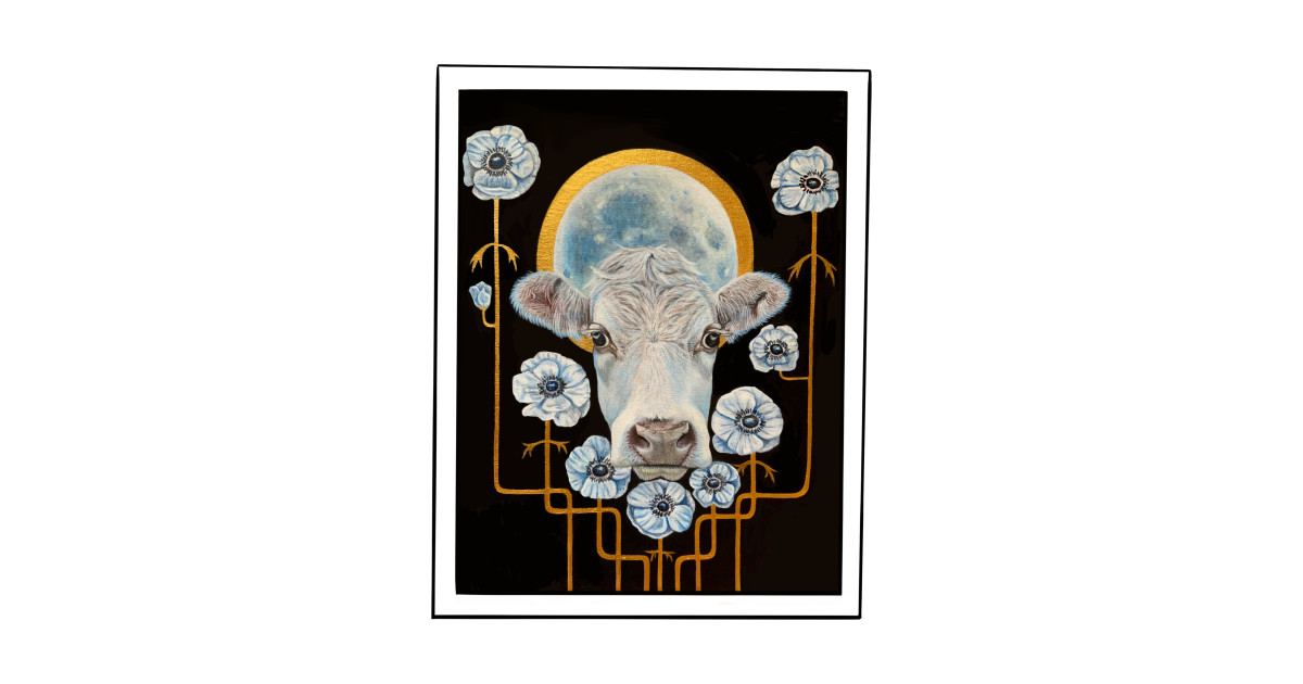 Blue mooooooon - Cow - T-Shirt | TeePublic