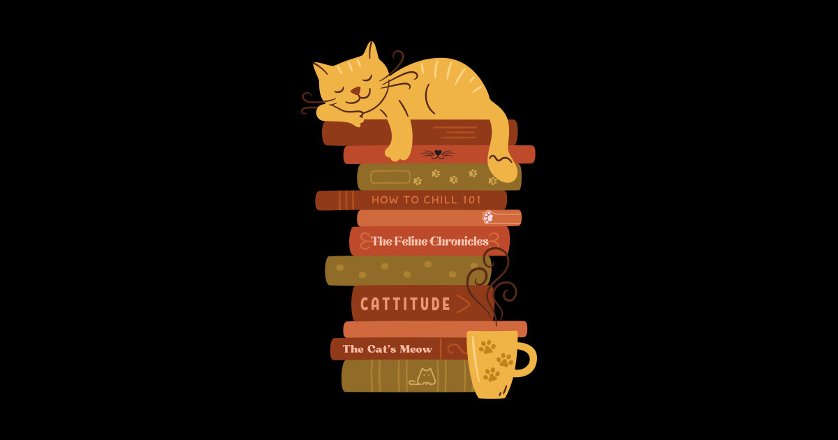 Catnap on Book stack - Catnap - Posters and Art Prints | TeePublic