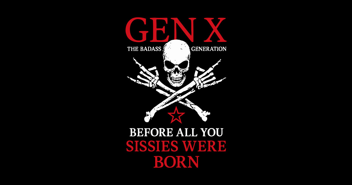 Gen X Badass Retro Skull Middle Finger - Genx - Sticker | TeePublic