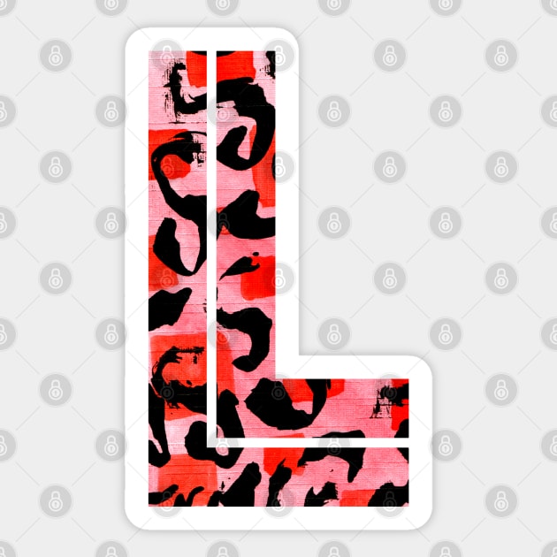 Letter L Watercolour Leopard Print Alphabet Red - Letter L - Sticker ...