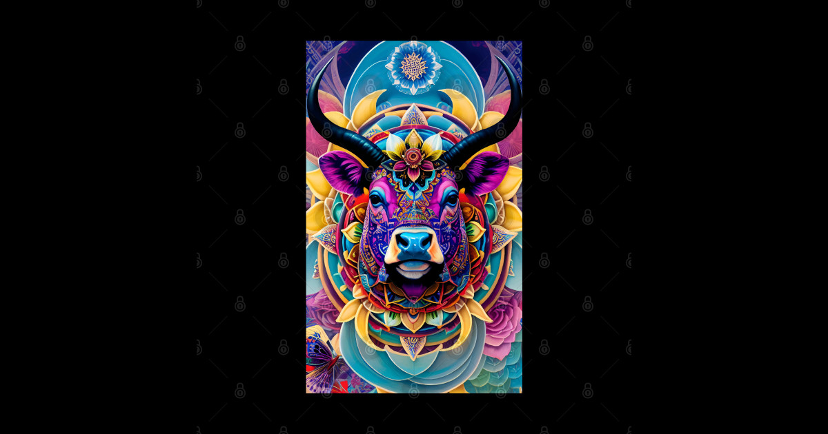 Beef cattle Lotus Flower mandala - Beef - Sticker | TeePublic