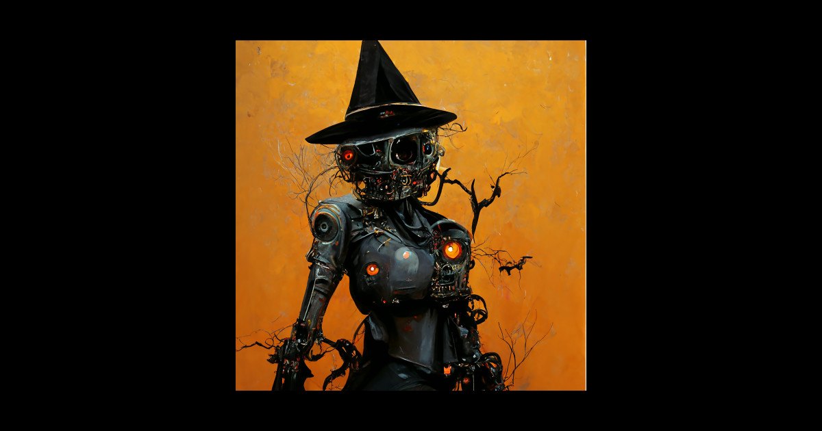 Cyber witch - halloween witch from cyber world - Witch Halloween - Sticker | TeePublic