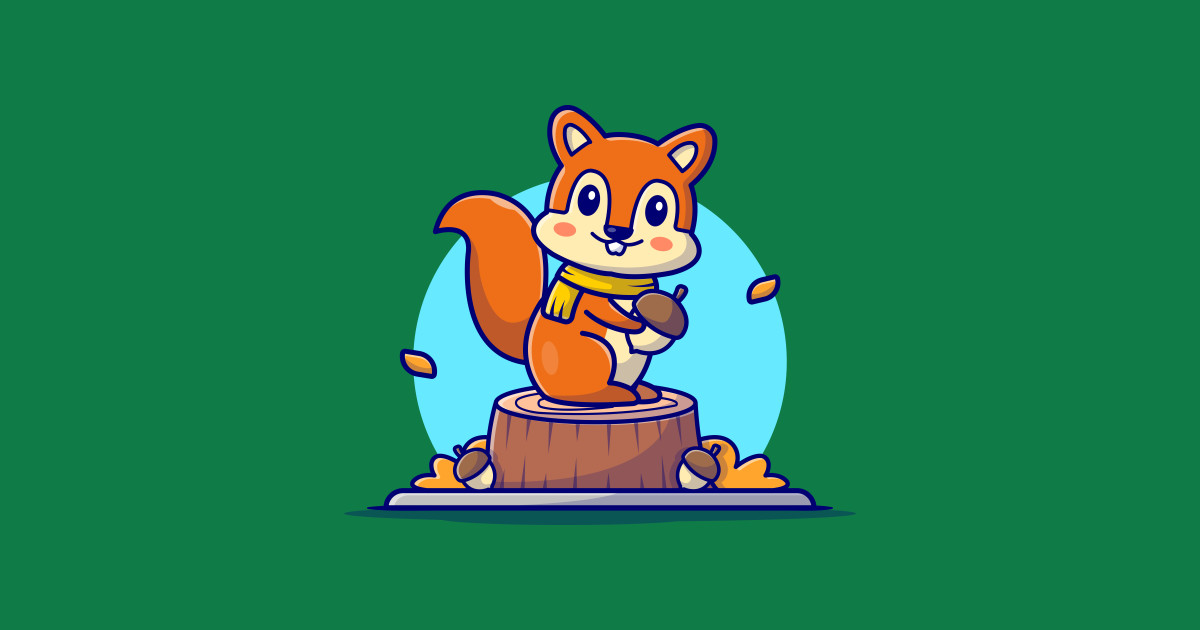 Happy Cute Squirrel Holding Acorn Cartoon Vector Icon Illustration (2 ...