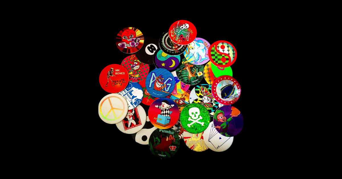 Pile of Pogs 90s Nostalgia Toys Pop Culture Retro - Pogs - Sticker ...