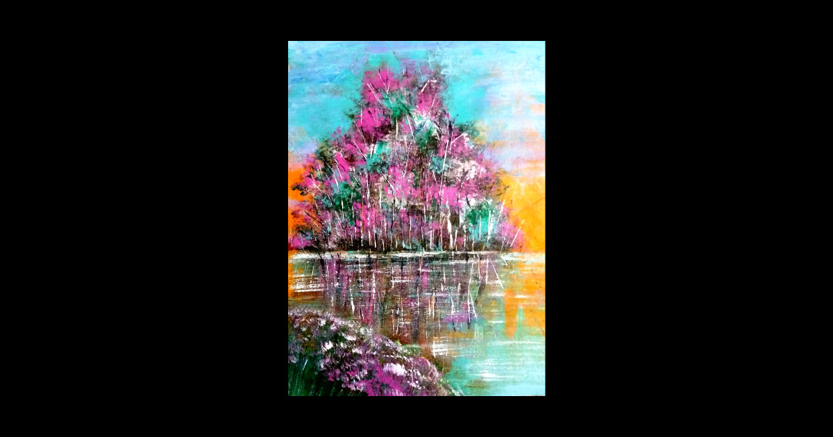 Purple Tree Abstract artwork - Purple Tree Abstract Artwork - Sticker ...