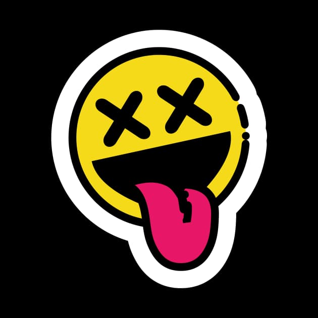 Stoned Smiley Face // Line Art Sticker - Smiley Face - Pin | TeePublic
