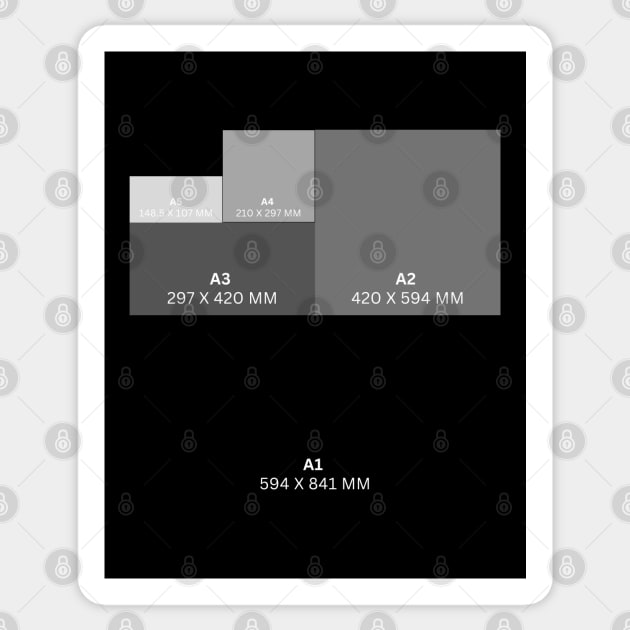 Paper Sizes A1, A2, A3, A4, A5 0.1 - Paper - Sticker | TeePublic