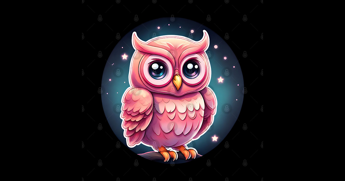 This Owl is Starring! Cute owl on a starry sky - Owl - Sticker | TeePublic
