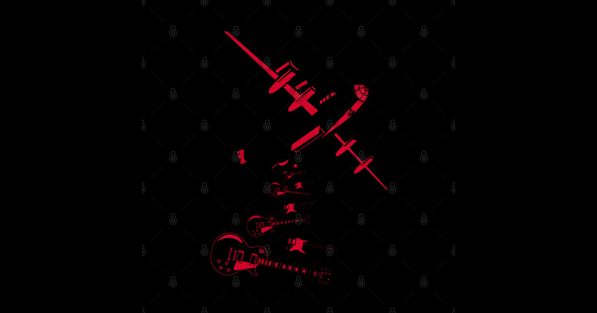 Guitar Bomber Dropping Rock Bombs - Guitarist - Sticker | TeePublic