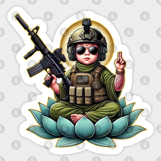 Tactical Young Buddha - Buddha - Sticker | TeePublic