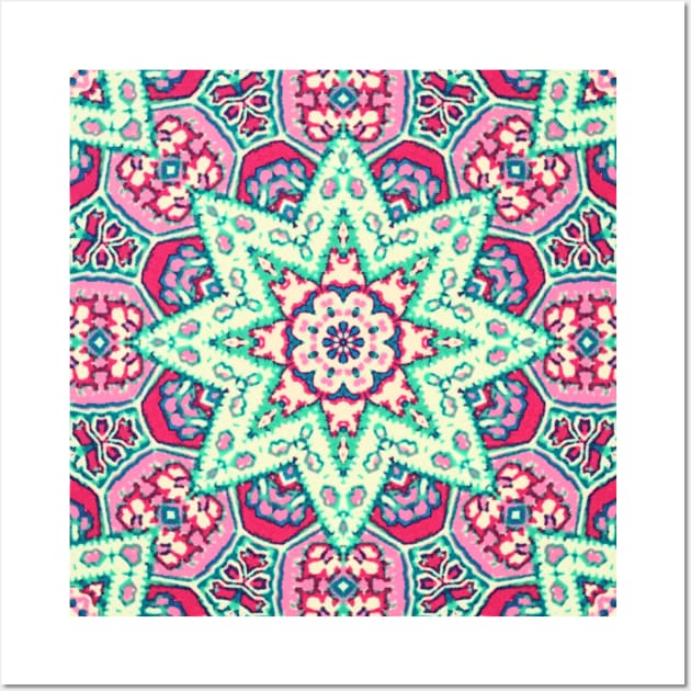 1980s New Age boho chic pastel mint green pink mandala - Mandala Art ...