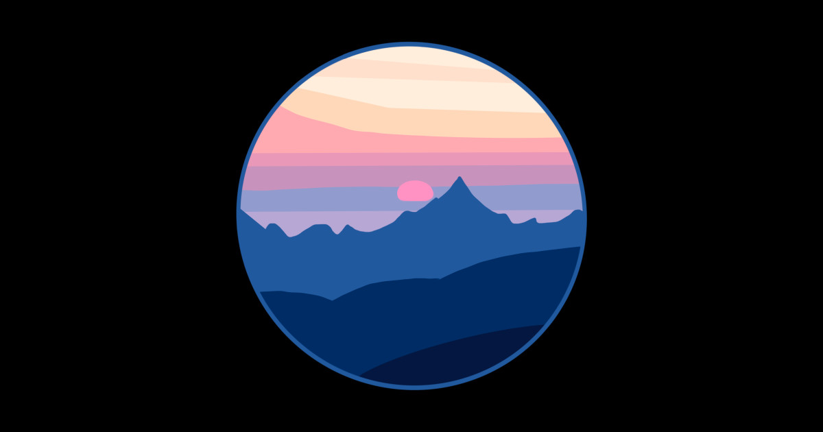 Mountain Sunset - Pink - Sticker | TeePublic