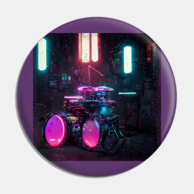 CyberPunk Drum kit - Drum Set - Pin | TeePublic
