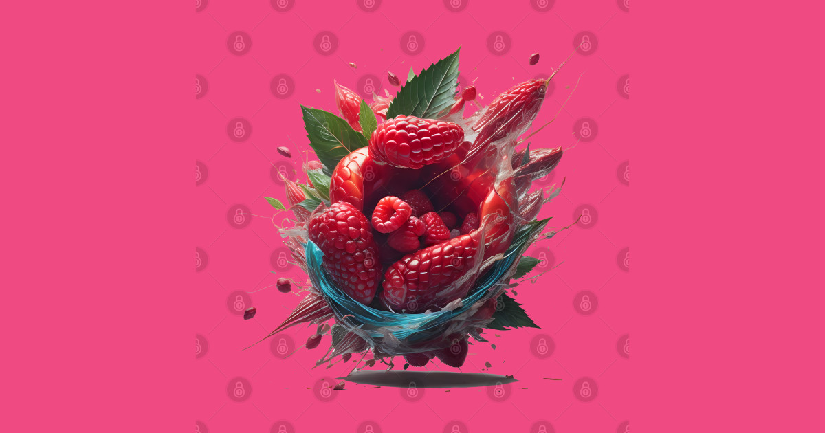 Exploding raspberry - Fruits - T-Shirt | TeePublic