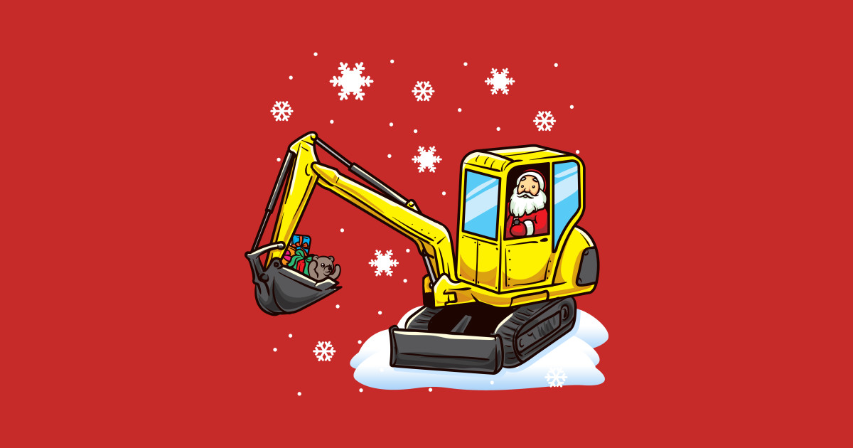 Santa Claus Excavator Digger Construction Backhoe - Santa Claus ...
