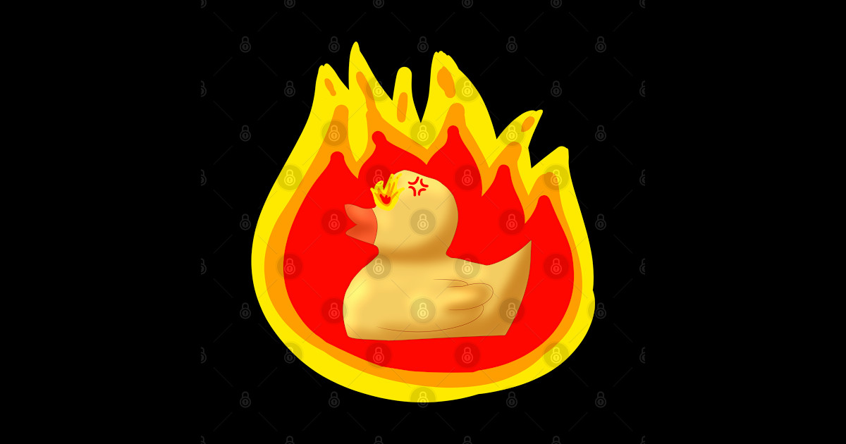 Funny Angry Rubber Duck On Fire - Funny Rubber Duck - Sticker | TeePublic