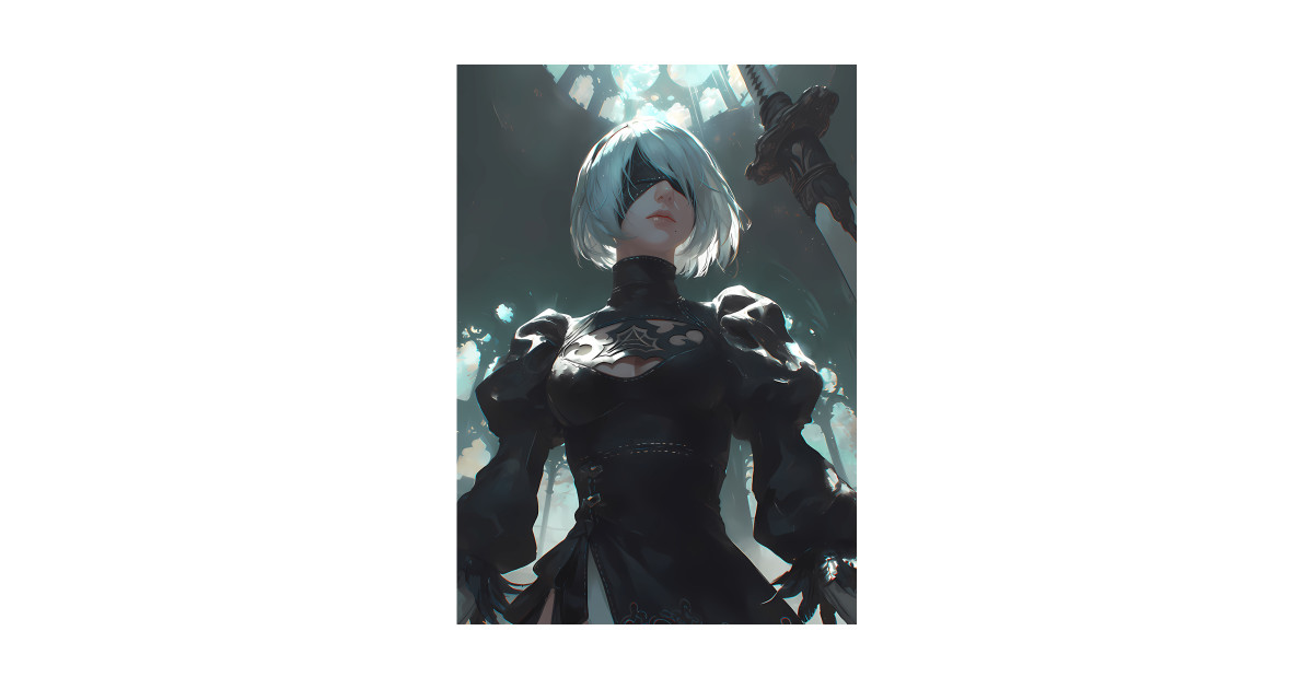 Nier 2B Nier Automata Game Mysterious Warrior Dark Anime Girl - 2b Nier ...
