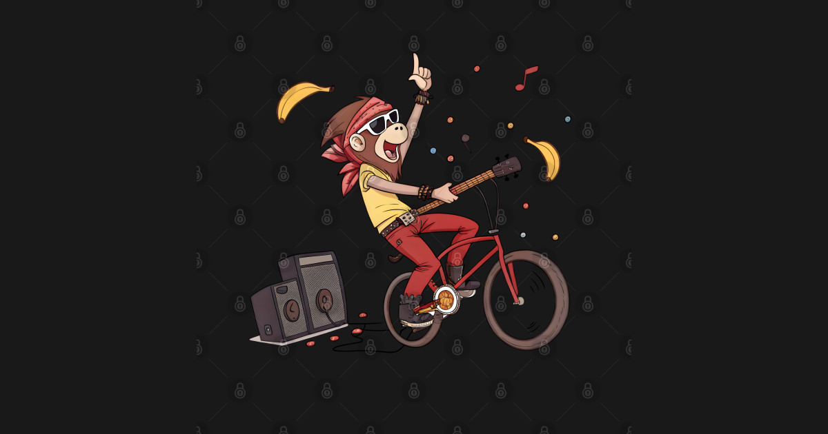 Rockstar Monkey - Funny Animal Cartoon - T-Shirt | TeePublic