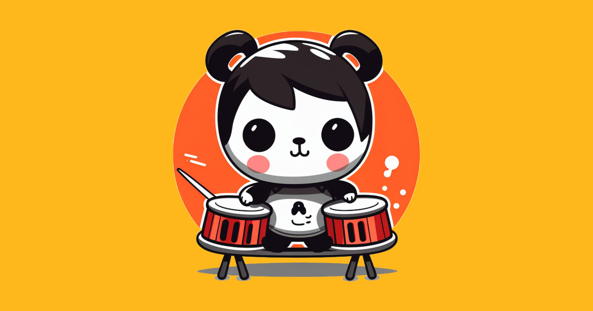 Chibi Panda Playing Drums - Music Instrument - T-Shirt | TeePublic