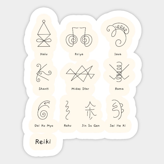 Hand drawn Reiki symbols - Reiki - Sticker | TeePublic