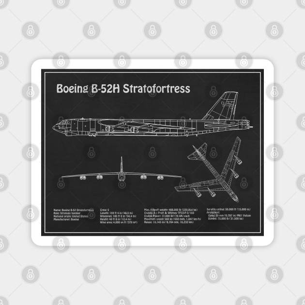 Boeing B-52 Stratofortress - Airplane Blueprint - PD - B 52 - Magnet ...