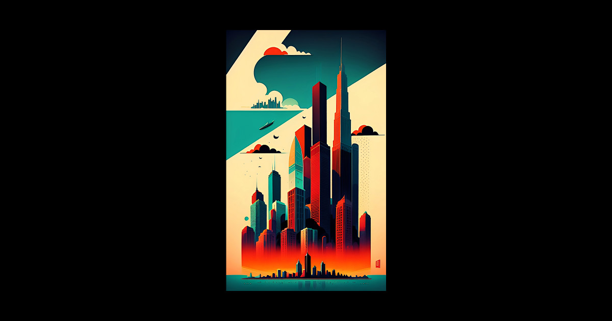 City Skyline - Cityscape - Posters and Art Prints | TeePublic