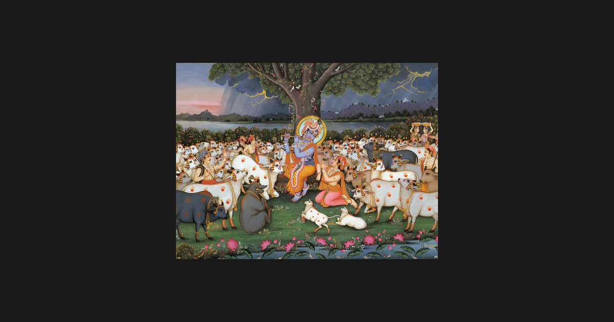 Lord Shri Lord Krishna with Flute Cows Hare Krishna - Hare Krishna - T ...