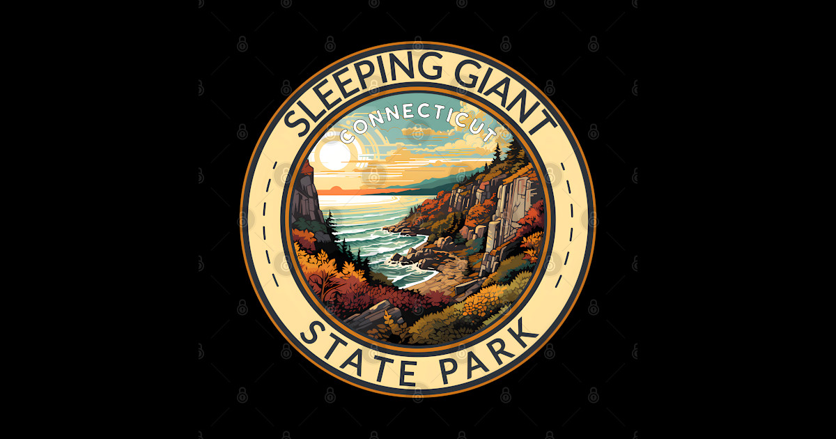Sleeping Giant State Park Connecticut Travel Art Badge - Sleeping Giant - Sticker | TeePublic