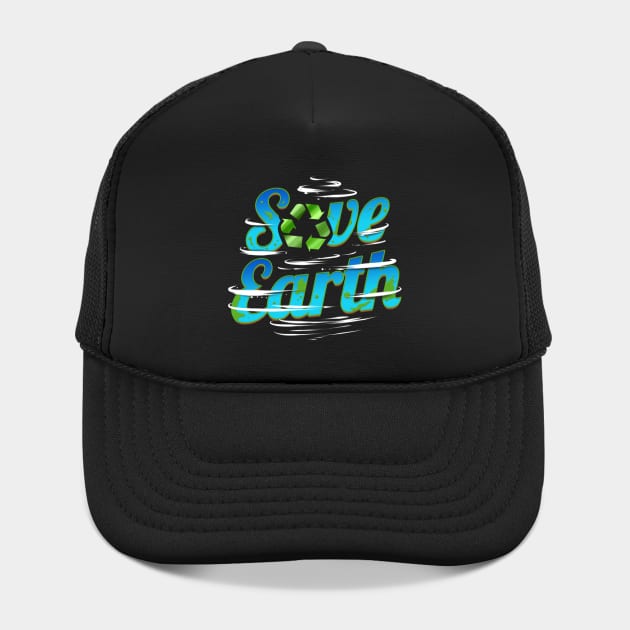 Save Earth With Recycle Logo And Clouds For Earth Day - Earth Day - Hat ...